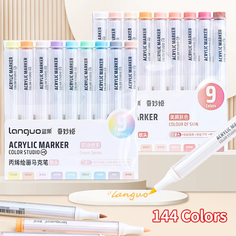 144-9-Colors-Acrylic-Paint-Pens-Mix-Color-Marker-Pen-Artist-Rock ...