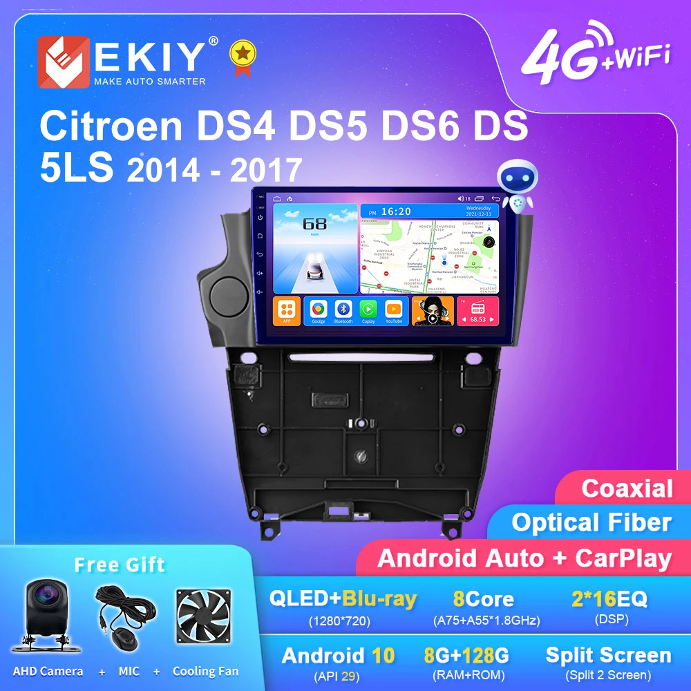 Rádio do carro de ekiy t7 android 10 para citroen ds4 ds5 ds 5ls 2014 2017 multimidia jogador ...