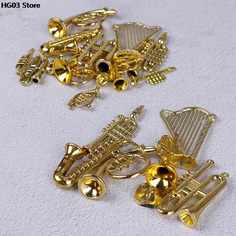 Mini Plastic Gold Christmas Tree Musical Instrument Hanging Xmas Decor ...