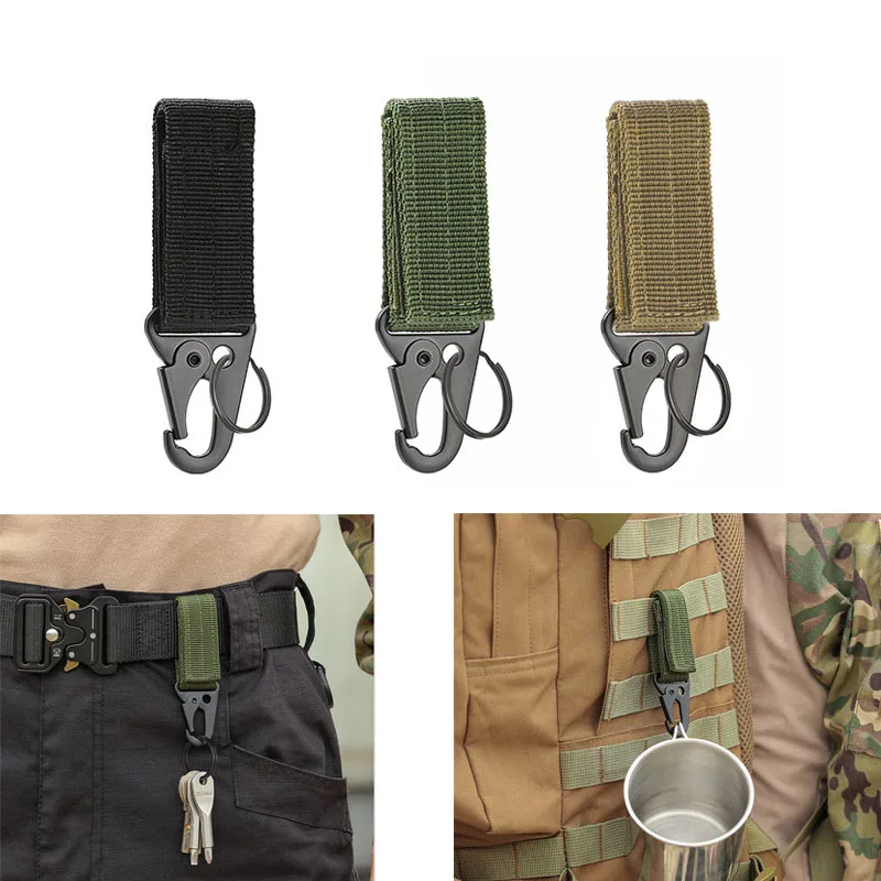 1PC-Outdoor-Tactical-Nylon-Webbing-Carabiners-Buckle-Keychain-Multi ...