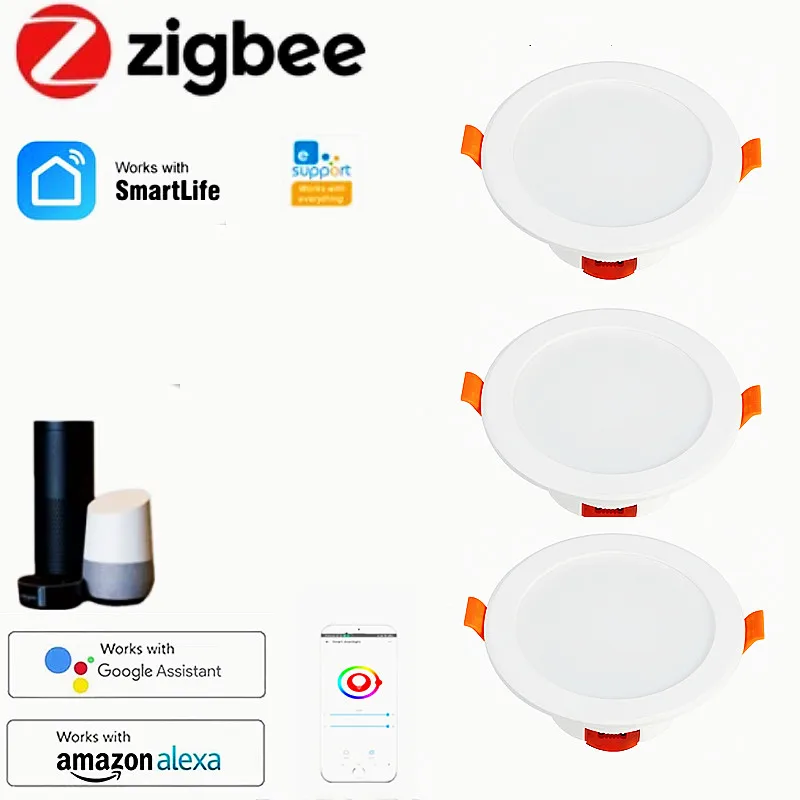 Zigbee Smart Ceiling Lighting Smart Home LED Downlight DIY RGBCW Remote ...