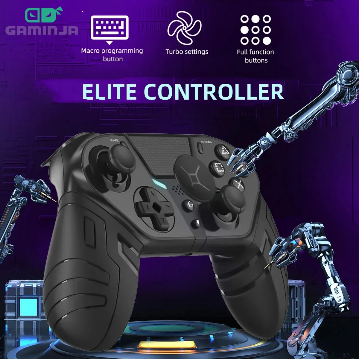 GAMINJA-Wireless-Controller-Dual-Vibration-Bluetooth-Gamepad-With ...
