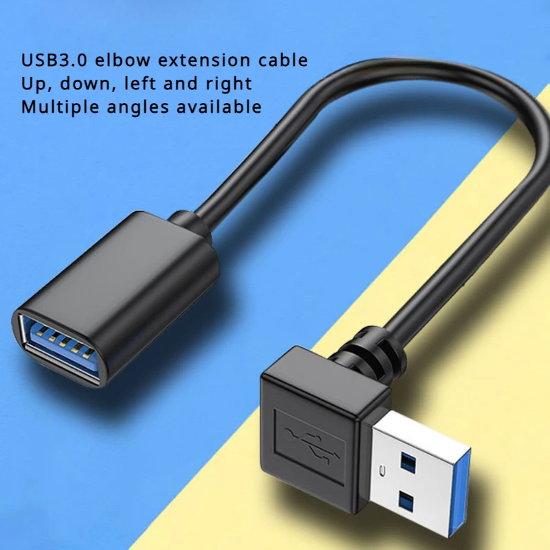 USB extension cable elbow right angle short cable USB to male to female ...