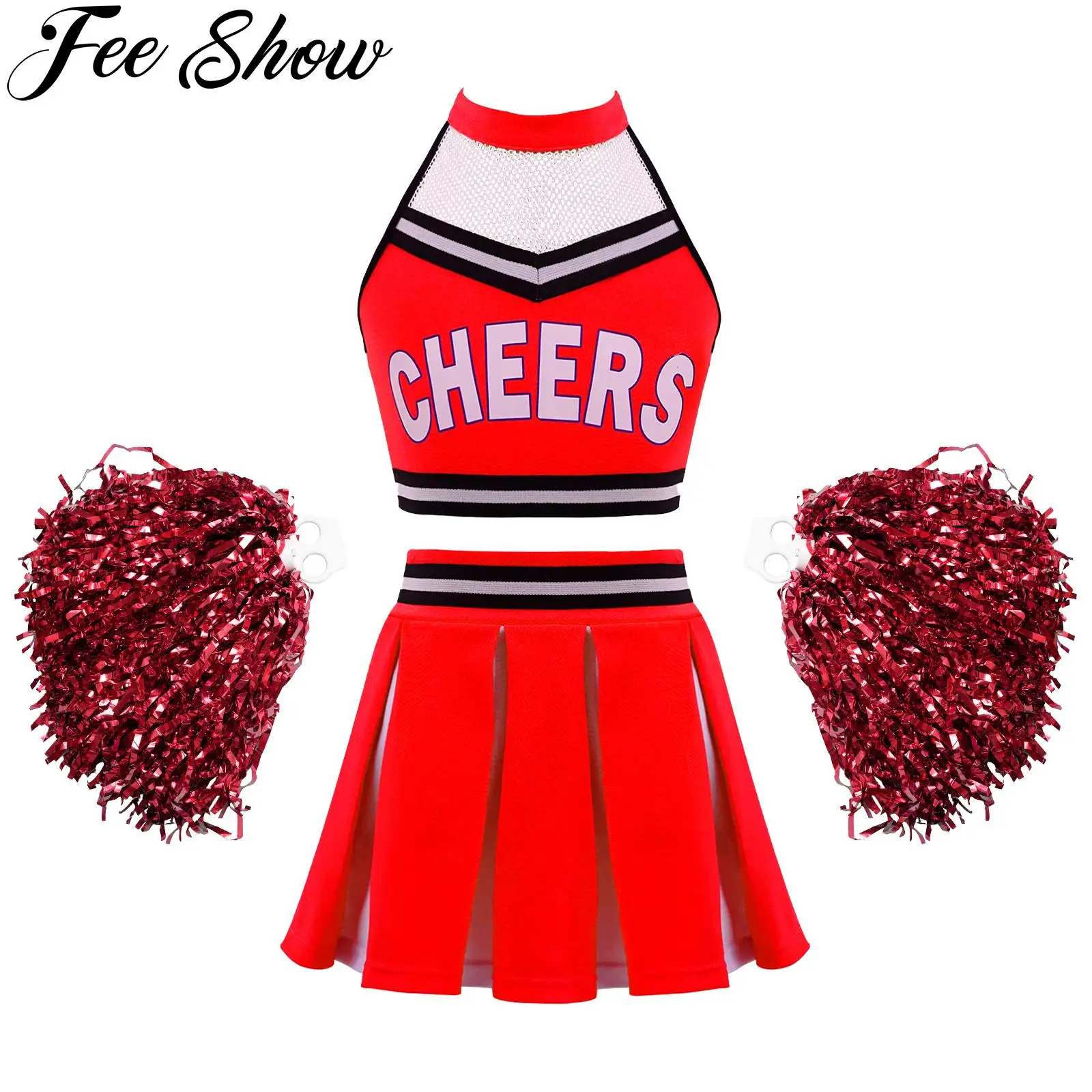 Kids-Girls-Cheerleading-Uniform-Dance-Costume-Halter-Mesh-Patchwork ...