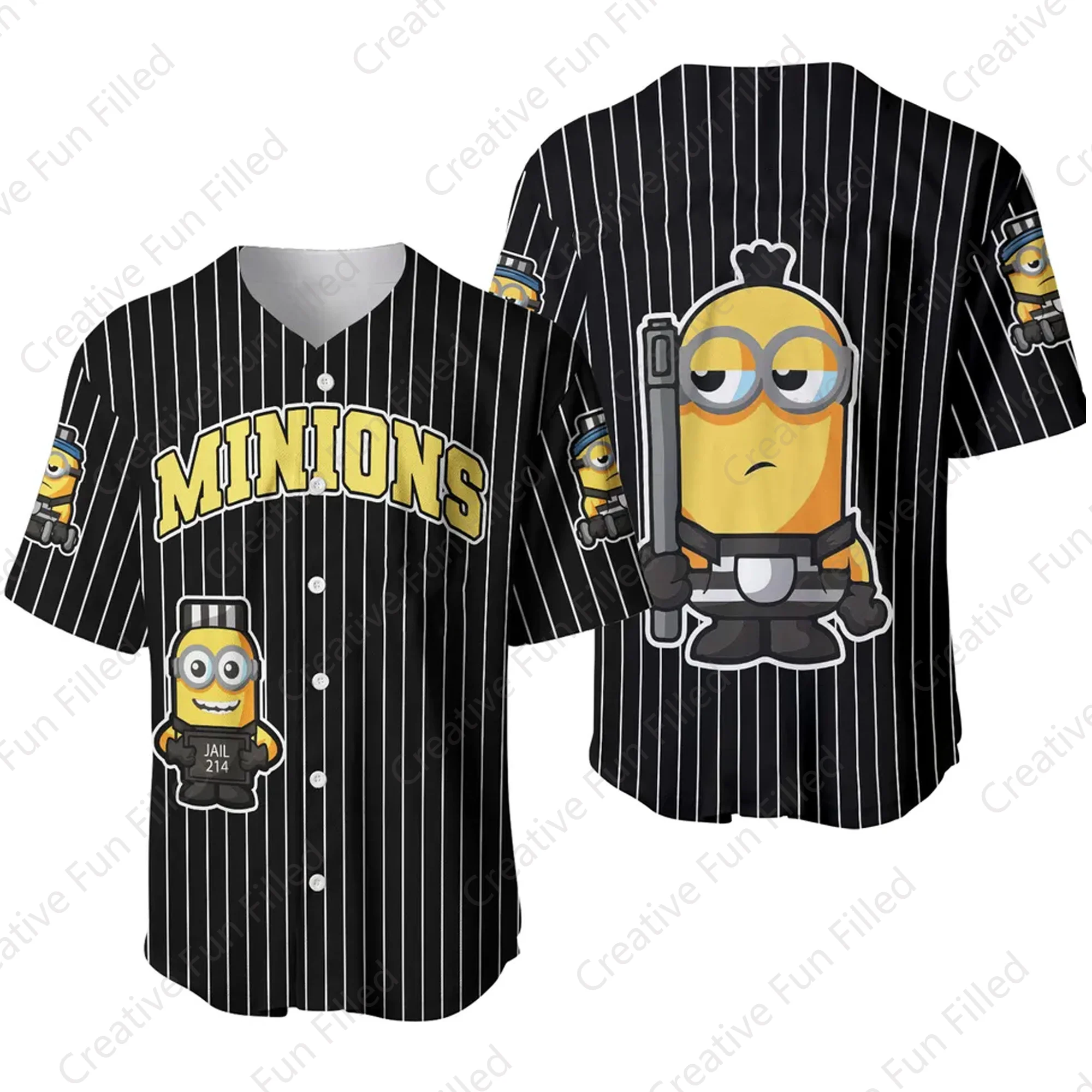 2024-New-Summer-Baseball-Minions-Jailer-Minion-Cartoon-Casual-Vacation ...