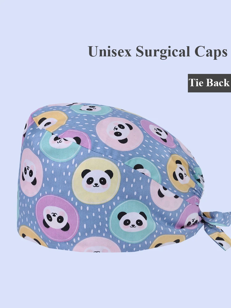 Panda-Surgeons-Medical-Scrub-Cap-Nurse-Surgical-Hat-100-Cotton-Tieback ...