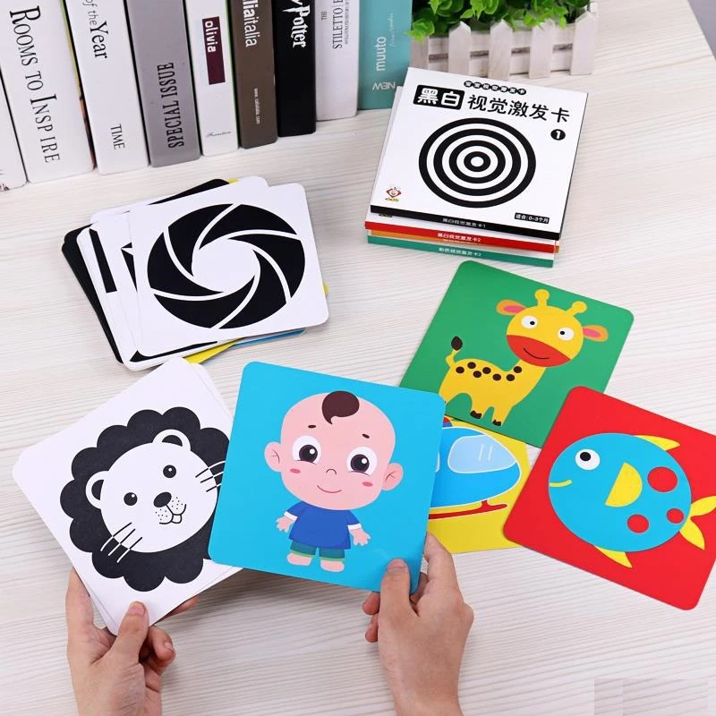 Montessori Baby Visual Stimulation Card Black White High Contrast Flash ...