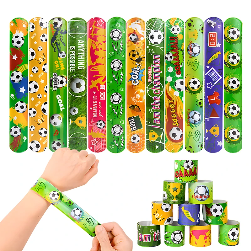 12Pcs-Cartoon-Soccer-Clap-Ring-Slap-Toys-Football-Slap-Bracelet-Happy ...