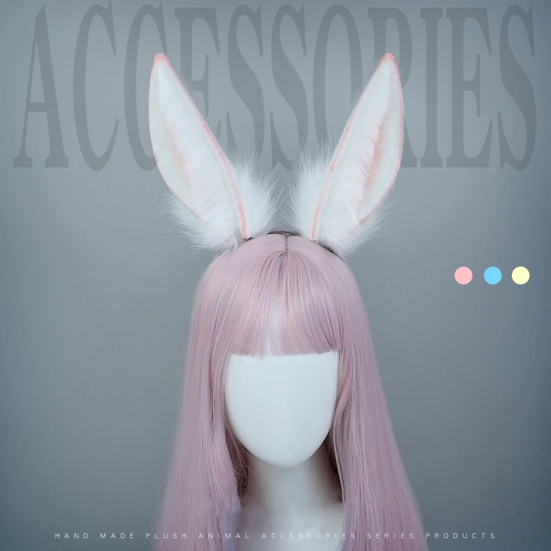3-Colors-Animal-Rabbit-Ears-Plush-Hand-made-Cosplay-Props-Dress-up ...