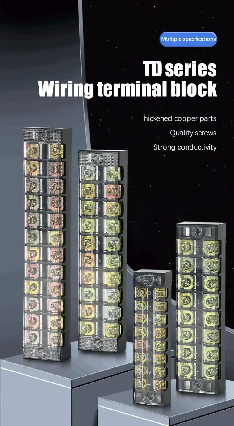 Electrical-Screw-Terminal-Block-Strip-Fix-Insulated-Barrier-Strip-Wire ...