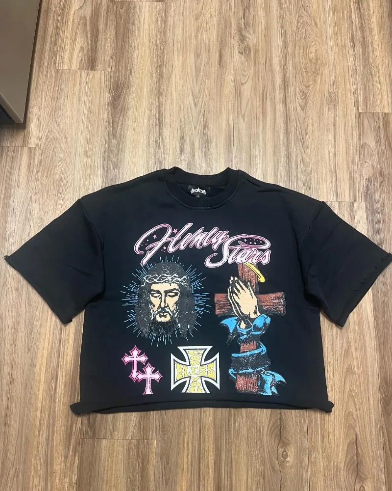 Y2k americano retro Hip Hop pantalón corto casual manga letra cruzada ...