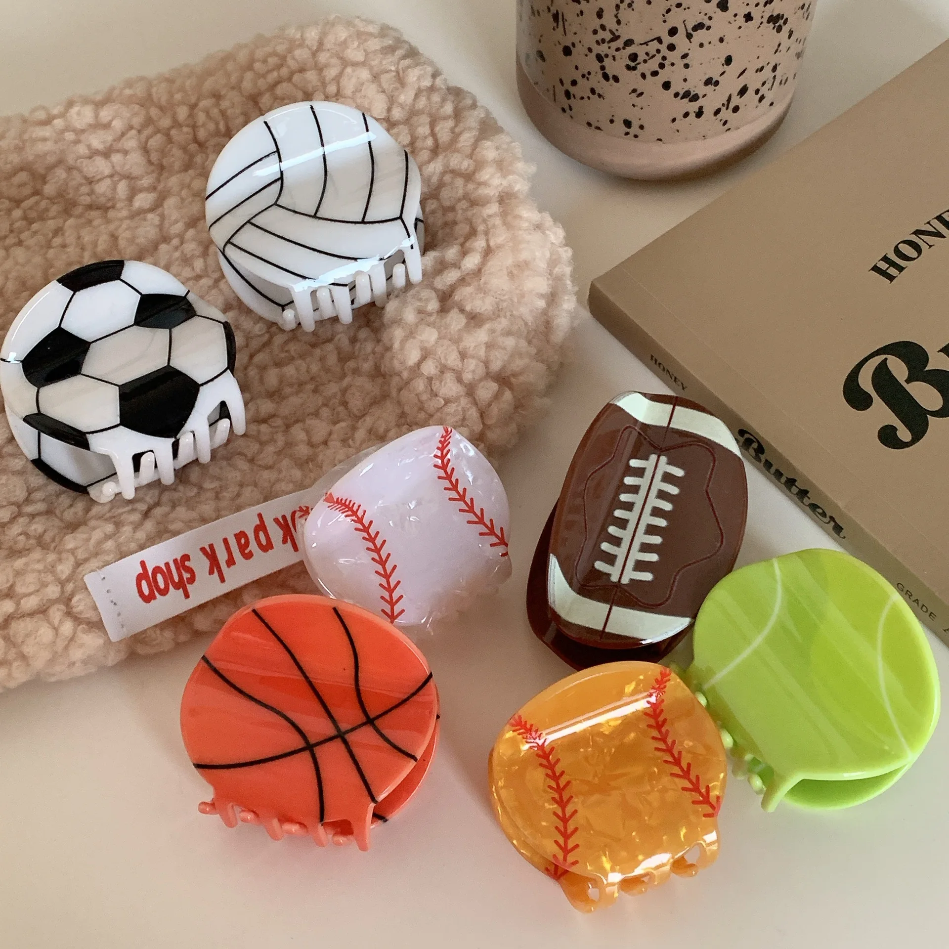 Sports Athletic American Football Basketball Baseball Hair Claw Clips ...