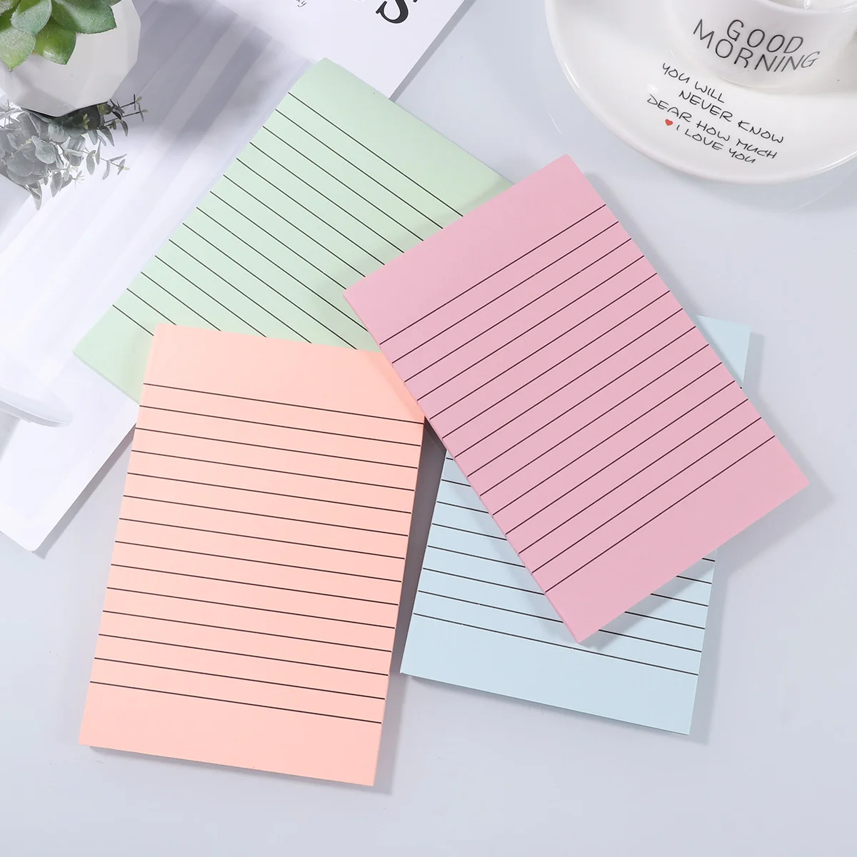 5-Pcs-Memo-Pads-Message-Notes-Sticky-Pink-Paper-Stickers-Striped-Self ...