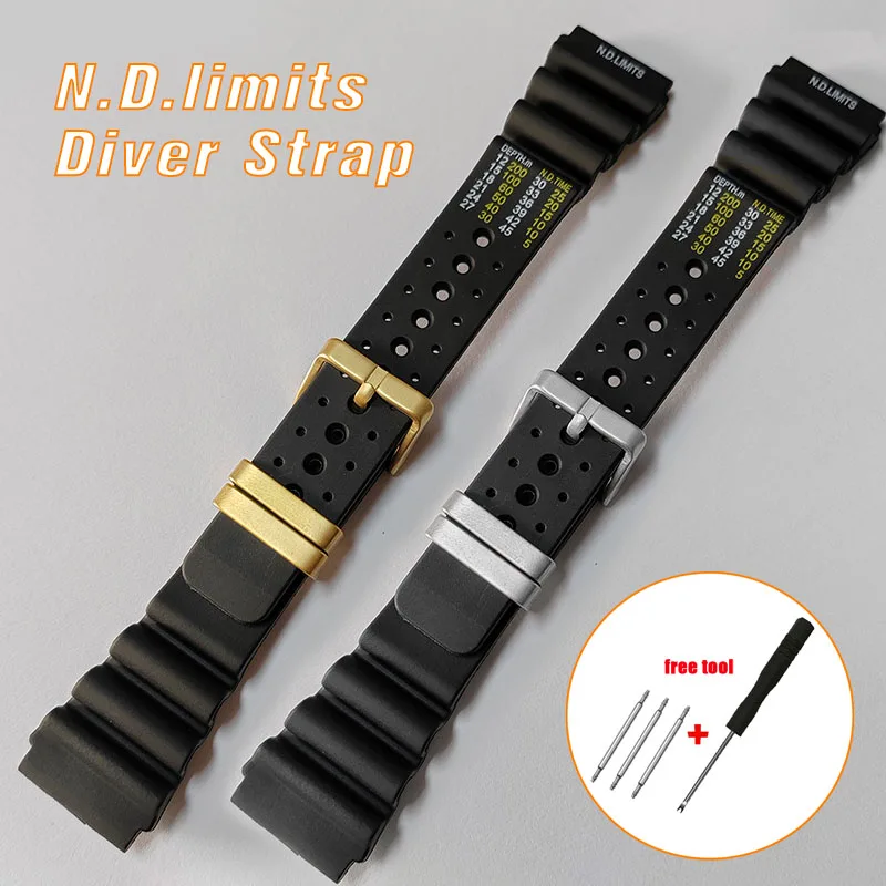 ND Limits 다이버 실리콘 스트랩, 세이코 시티즌용 스포츠 고무 시계 밴드, 롤렉스 워터 고스트 레진 팔찌, 20mm ...