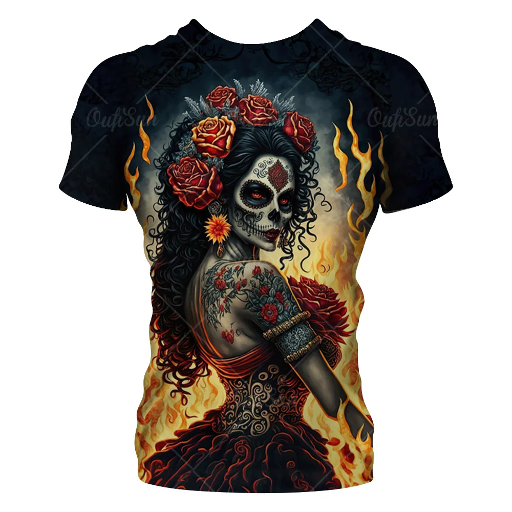 Camiseta-con-estampado-3D-de-calavera-mexicana-para-hombre-ropa-de ...