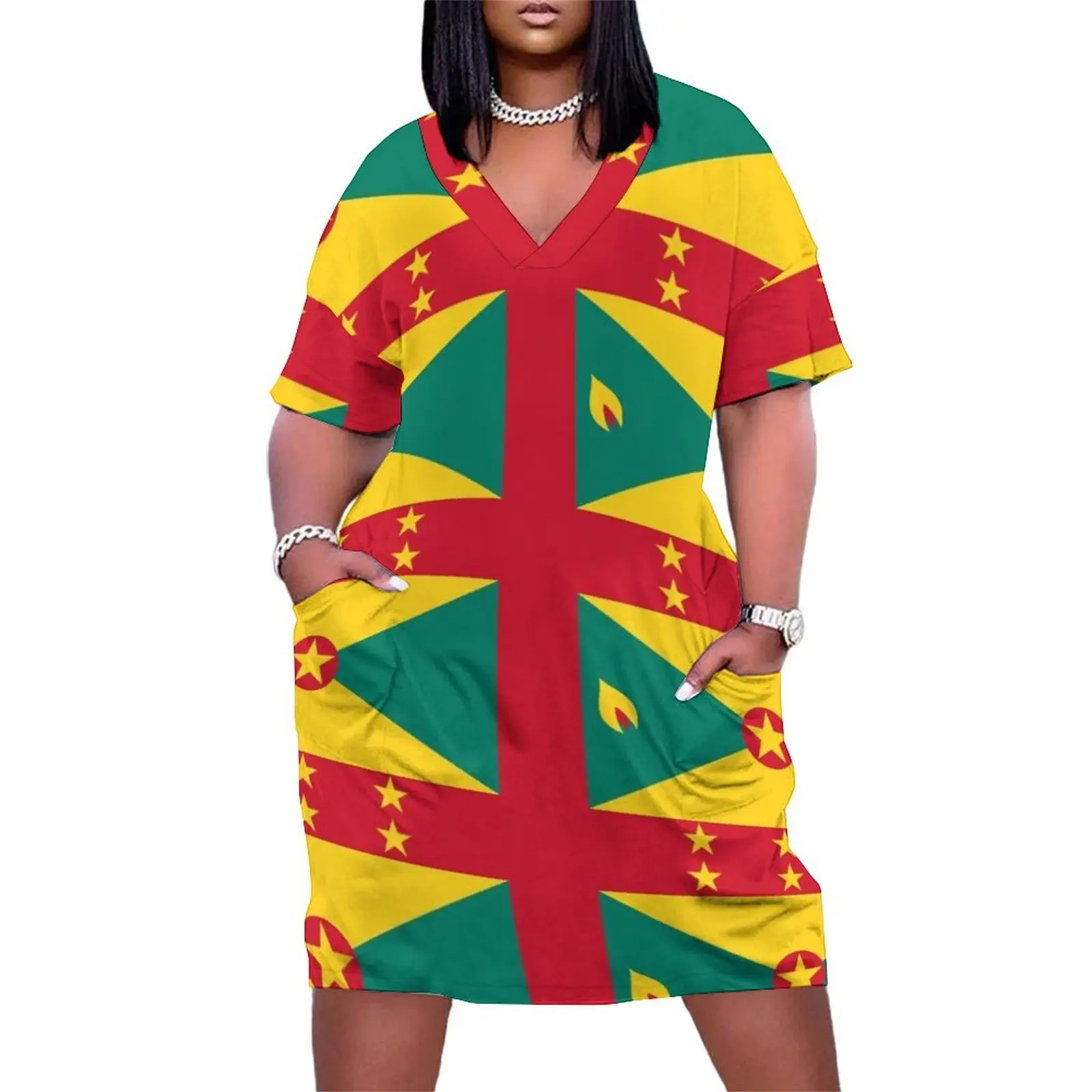 Grenada-Flag-Loose-Pocket-Dress-dress-for-woman-dresses-for-womens ...