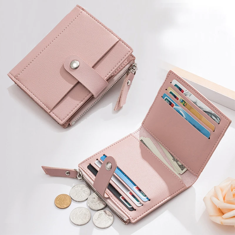 Women Wallets PU Leather Female Purse Mini Hasp Solid Multi Cards ...