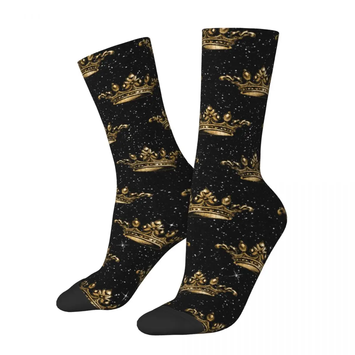 Chic Black And Gold Royal Crown Socks Men Women Funny Happy Socks Crazy ...