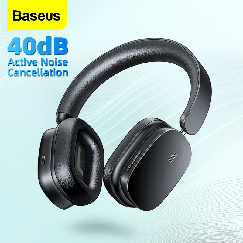 Baseus H1 무선 헤드폰 40dB ANC 액티브 노이즈 캔슬링 블루투스 5.2 헤드셋 이어폰 헤드 세트, 아이폰 샤오미용 ...
