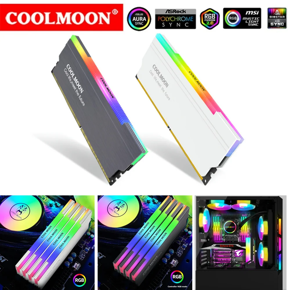 COOLMOON-5V-3PIN-ARGB-DDR4-DDR3-Memory-Heat-Sink-Aura-Sync-DDR-Memory ...