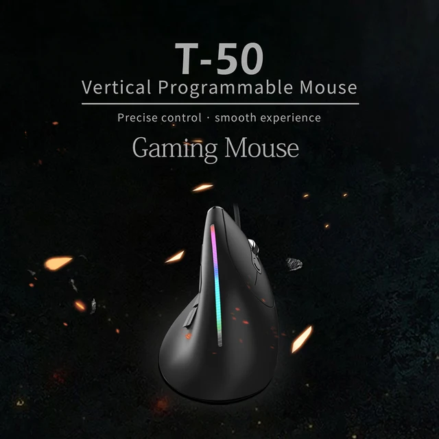 ZELOTES 9 Buttons T-50 Wired Vertical RGB Gaming Mouse Ergonomic RGB ...