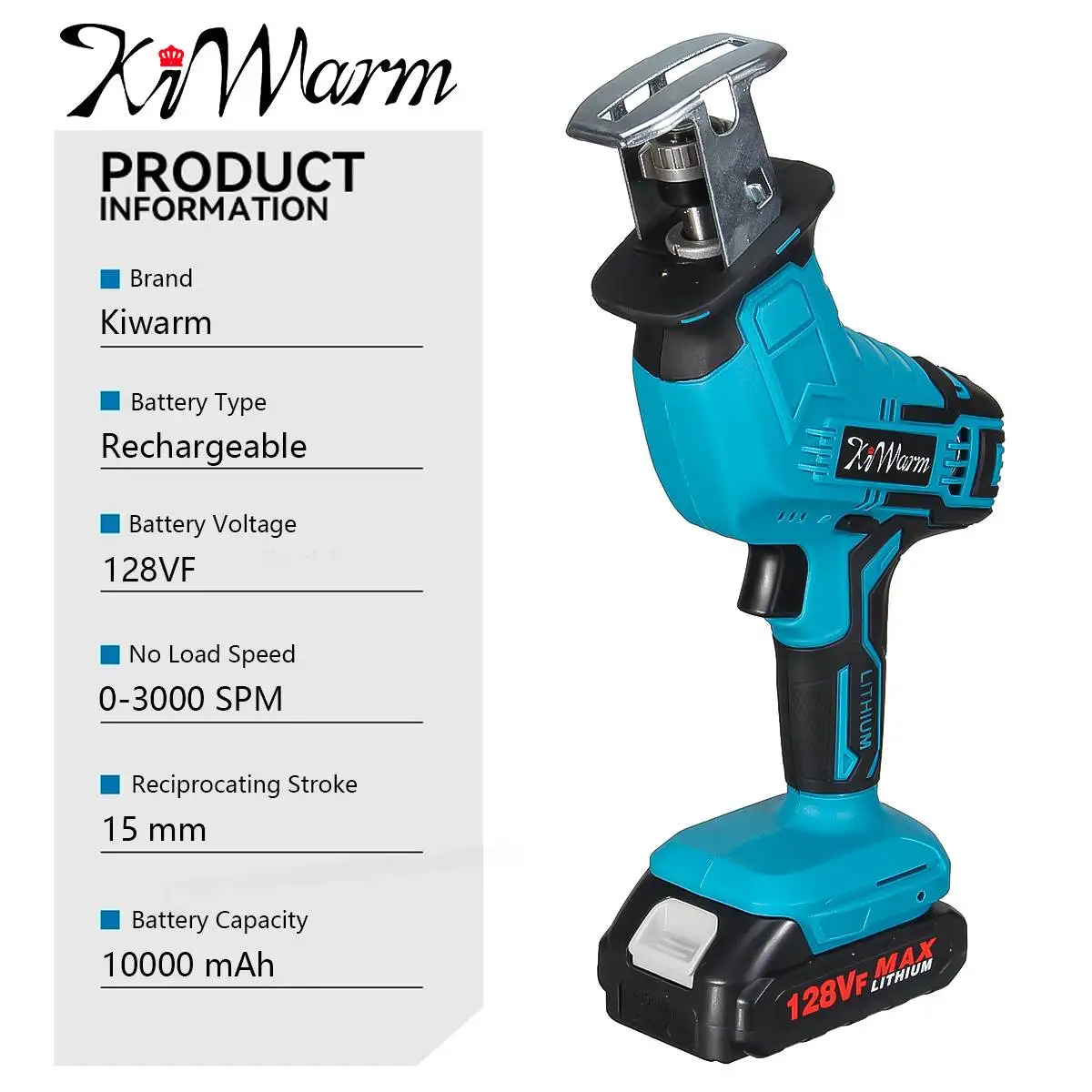 128VF Cordless Electric Reciprocating Saw With 1/2PC Li-ion Battery ...