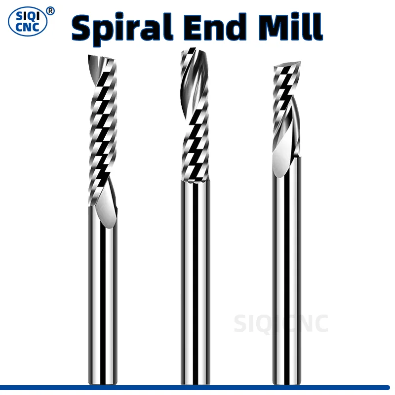 Fresa espiral 3.175/4/5/6/8mm haste única flauta fresas 3d cnc roteador bit gravura corte para ...
