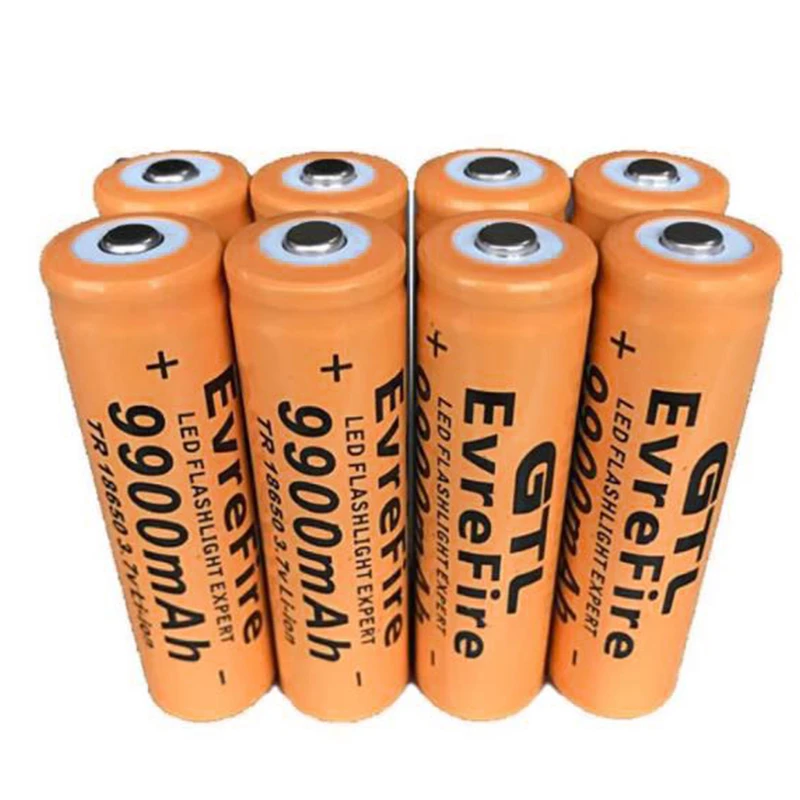 1p Red/orange 18650 Battery 3.7v 9900 Mah Li-ion Rechargeable Battery ...