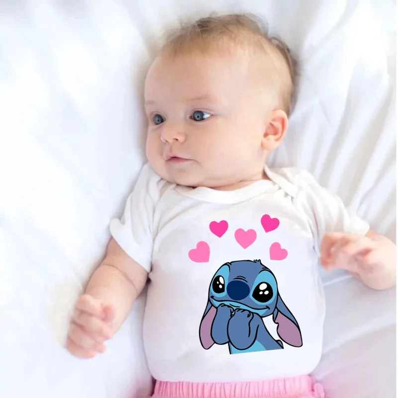 100% Cotton Disney Stitch Baby Clothes Summer Cartoon Newborn Baby ...