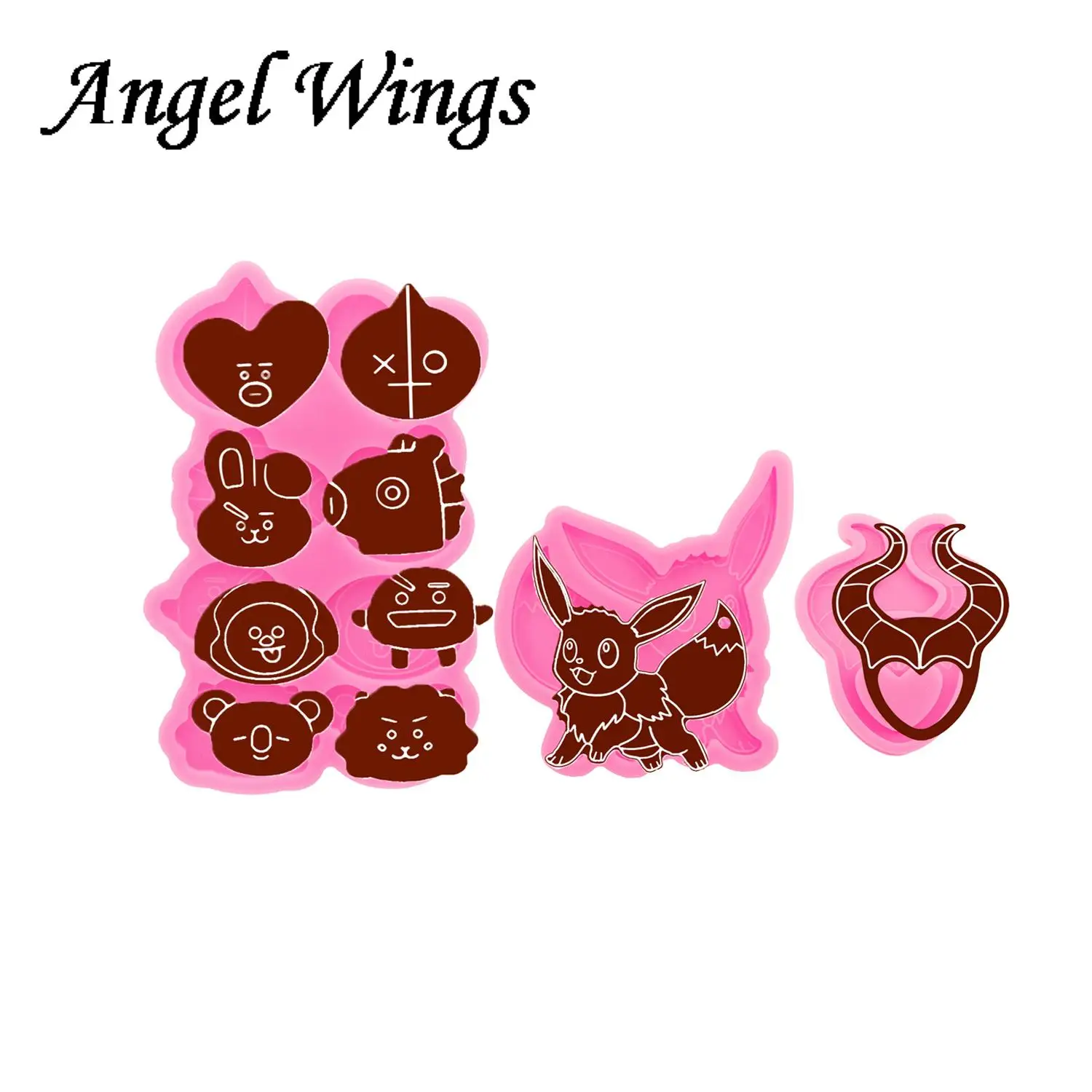 Shiny Resin Anime Characters Mould for Keychain, Silicone Epoxy Mold ...