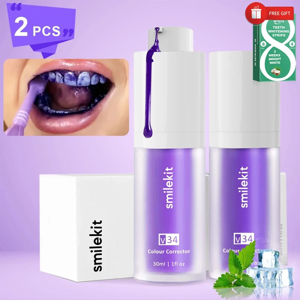 Teeth-Whitening-Purple-Toothpaste-60ml-Smile-Kit-Dental-Whitening ...