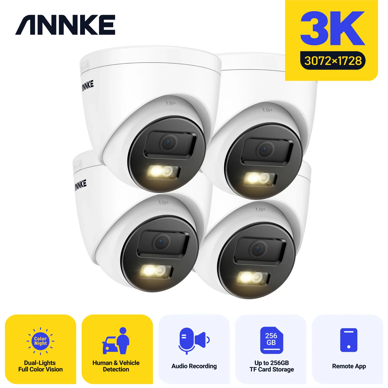 Annke 3K 5MP Outdoor Security Camera Video Surveillance Dual Light IR ...