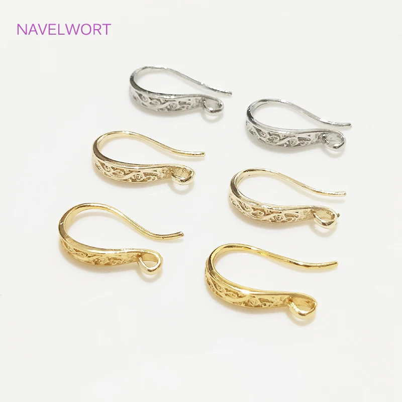 14K-Gold-Plated-Flattened-Ear-Wire-with-Loop-Brass-Earring-Hook-Fitting ...