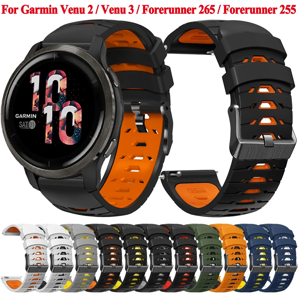 22mm Silicone Watch Band Straps For Garmin Venu 2 3 Forerunner 255 ...