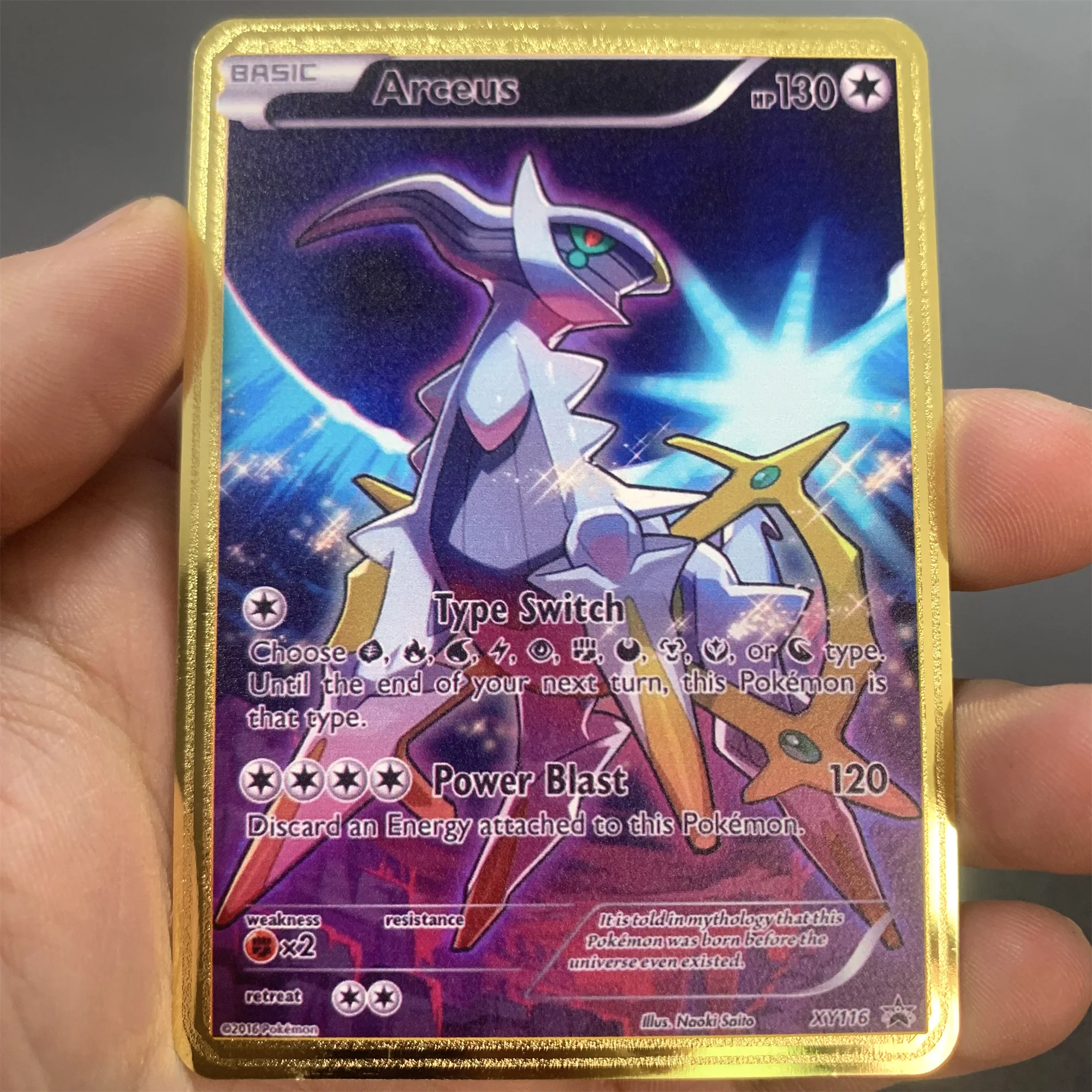 English Metal Cards DIY Arceus Mewtwo Charizard Pikachu Shiny Iron ...