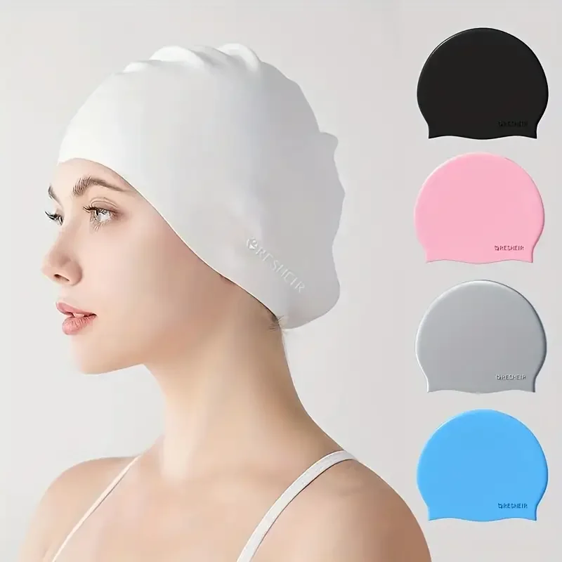 Silicone-Waterproof-Swimming-Cap-High-Elastic-Swim-Cap-for-Women-and ...