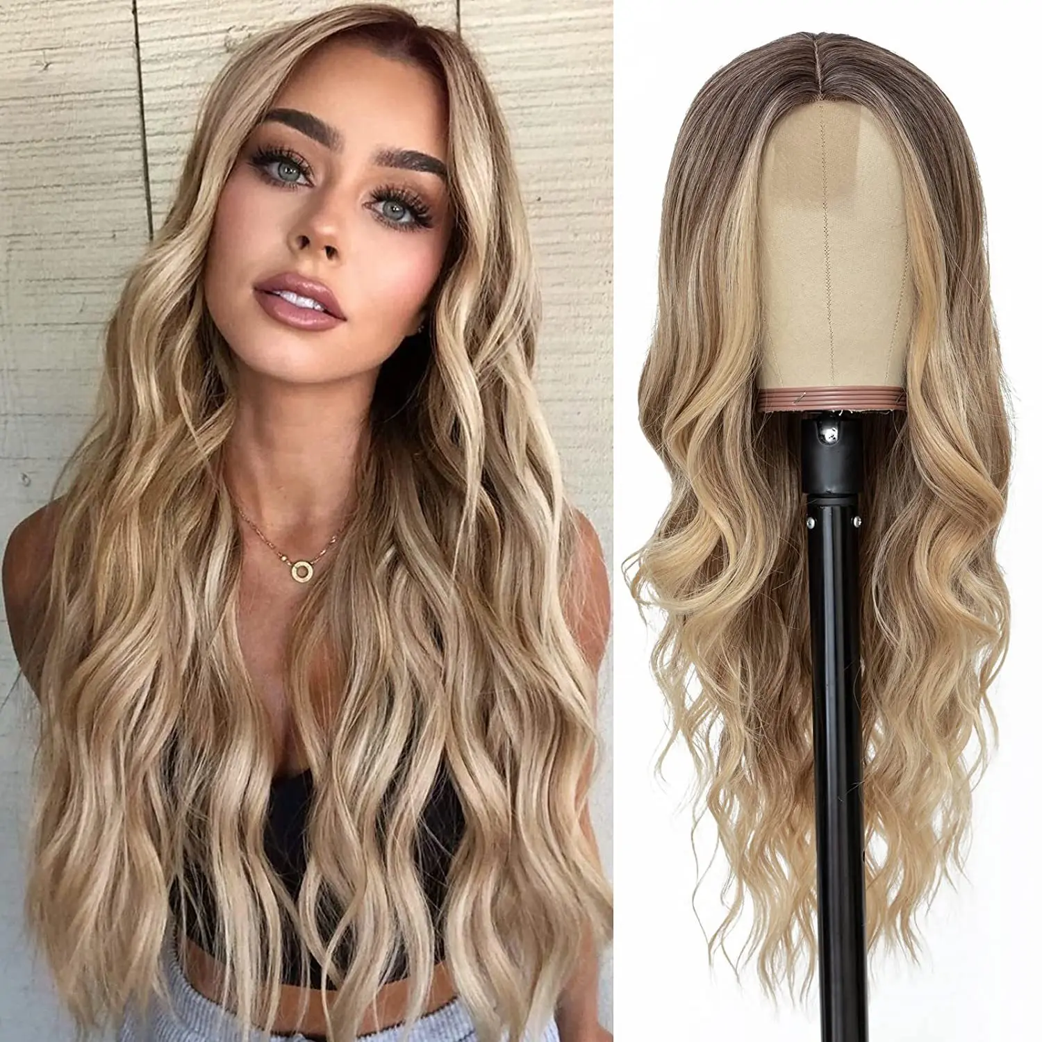 28-Inch-Super-Long-Female-Gradient-Ombre-Blonde-Front-Lace-Wig-Curly ...
