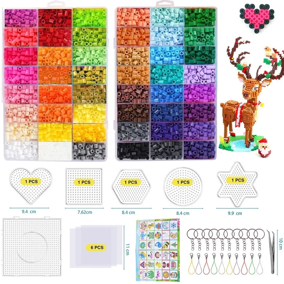 48 Colors 5mm Fuse Beads Kit 8200pcs 60 Patterns Hama Beads Set with ...
