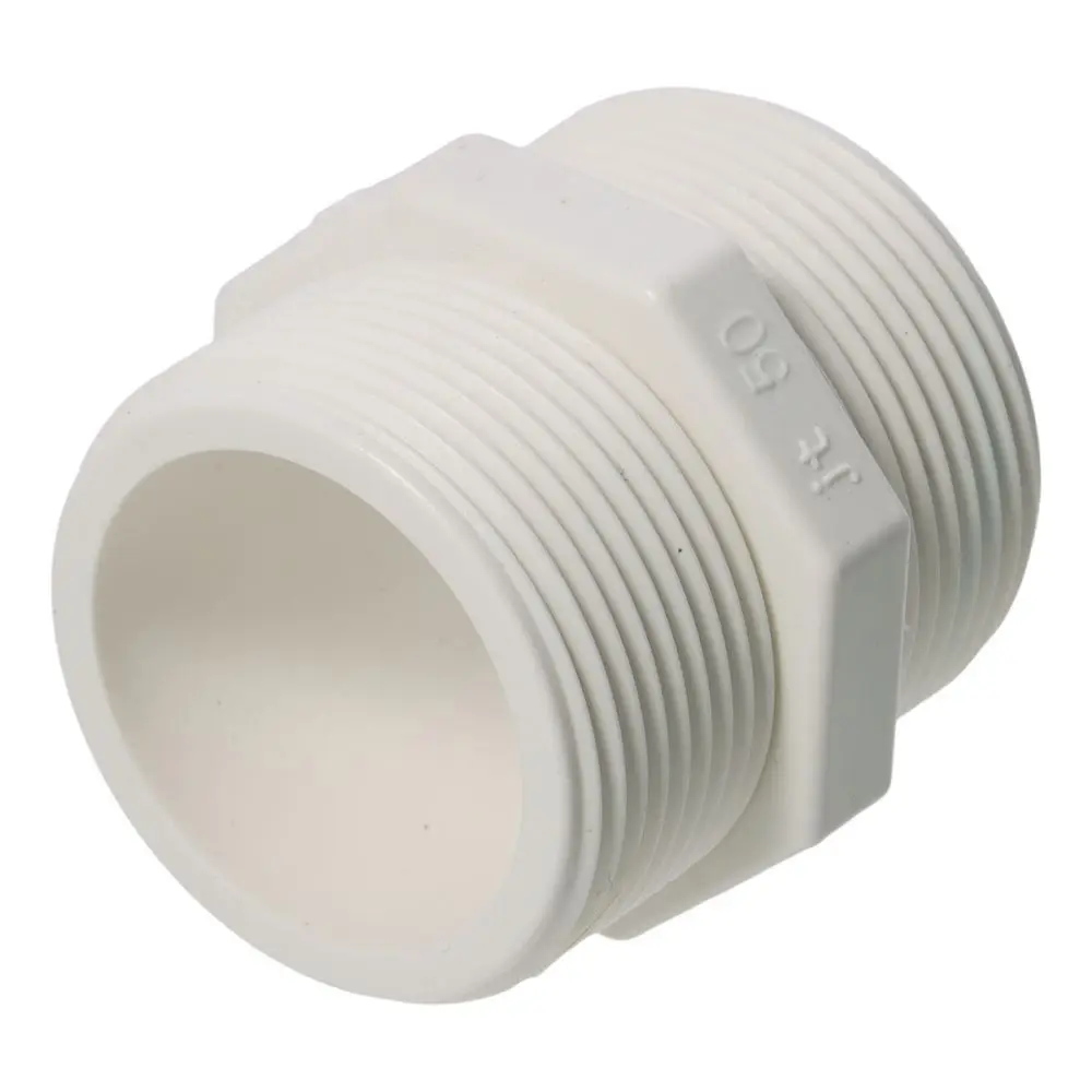 Thread-Pipe-Fitting-Nipple-Connector-PVC-Plastic-White-Hex-Nipple-G1-1 ...