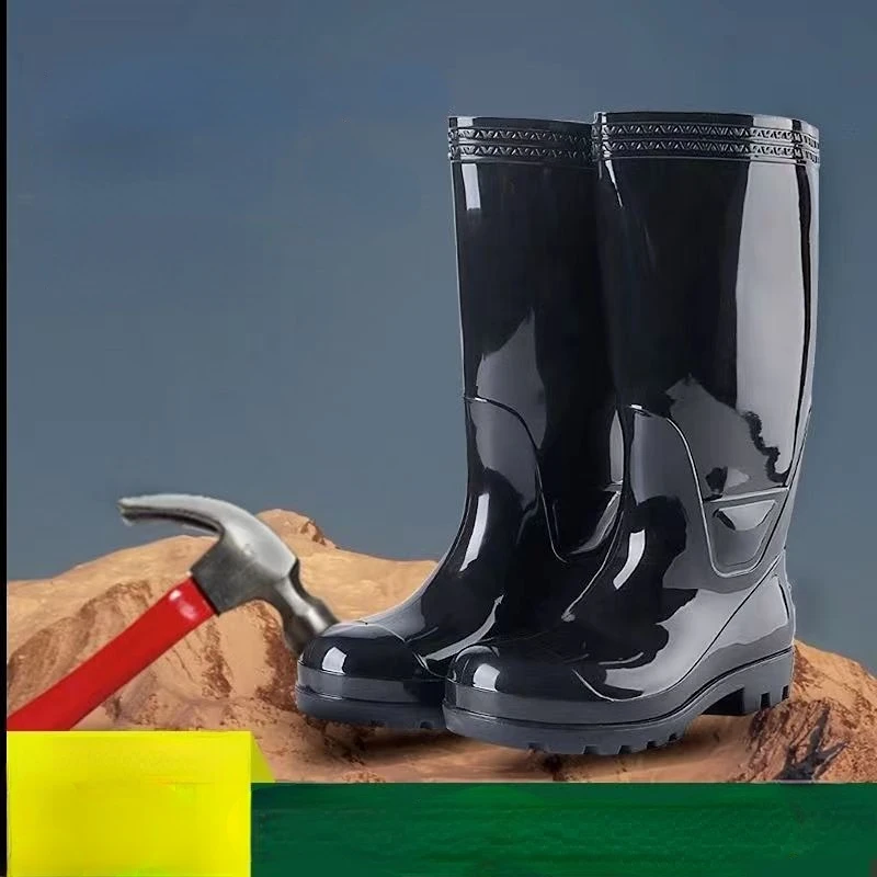 Steel Head Anti-smashing High Drum Rain Shoes Men's Steel Plate ...
