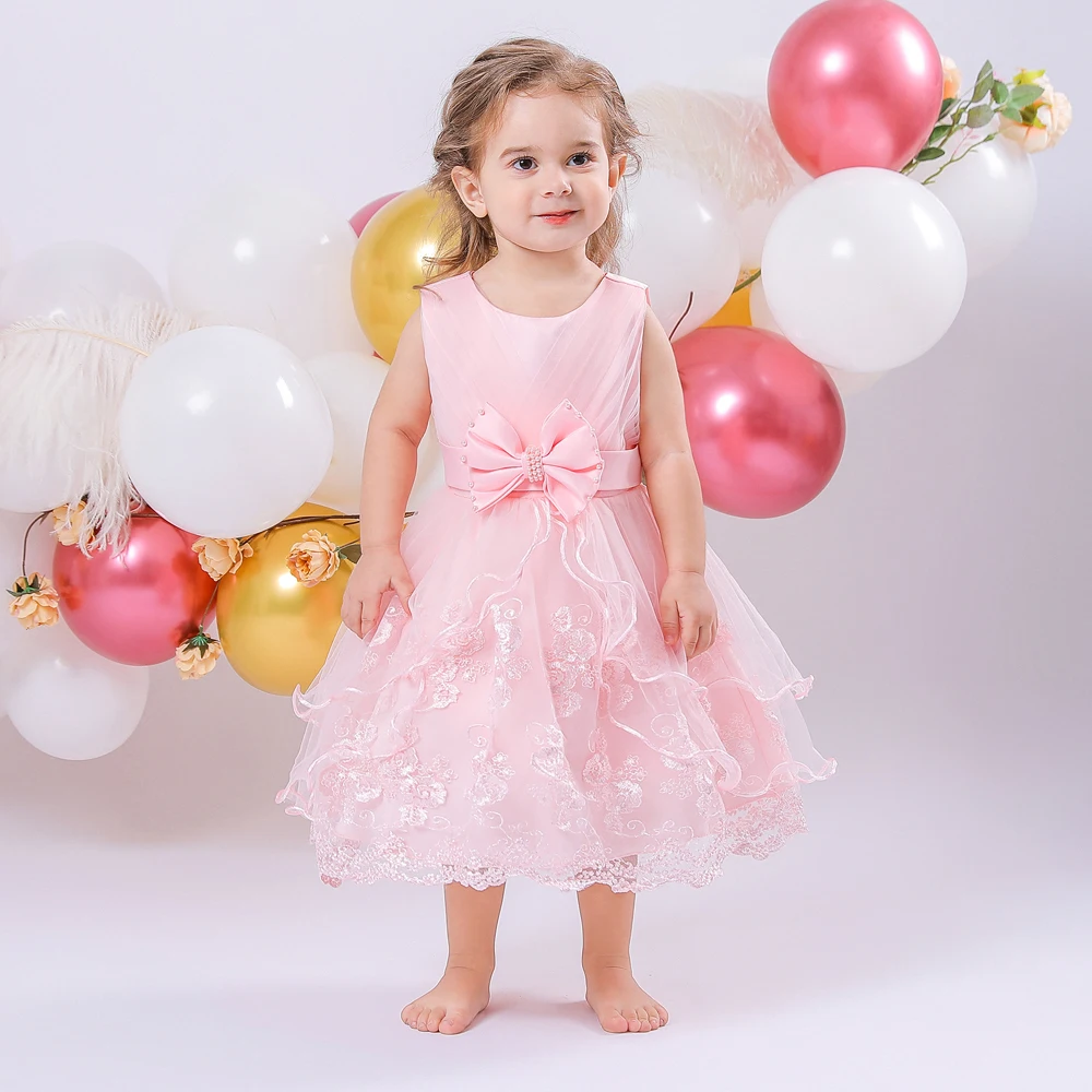Newborn Baby White Baptism Dress For Girls Toddler Summer Clothes Bow ...