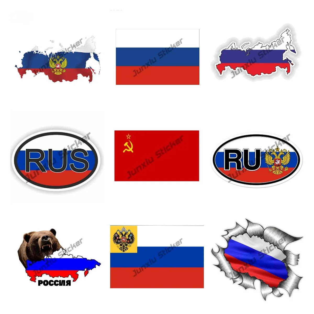 Personality Russia Flag Map Decal Body Car Sticker Russia Country Code ...