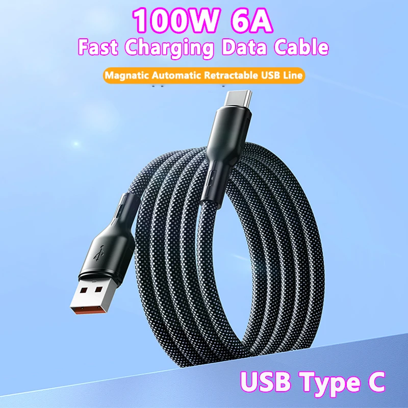 100W-6A-Magnetic-Type-C-Suction-Retractable-Fast-Charging-Data-Cable ...