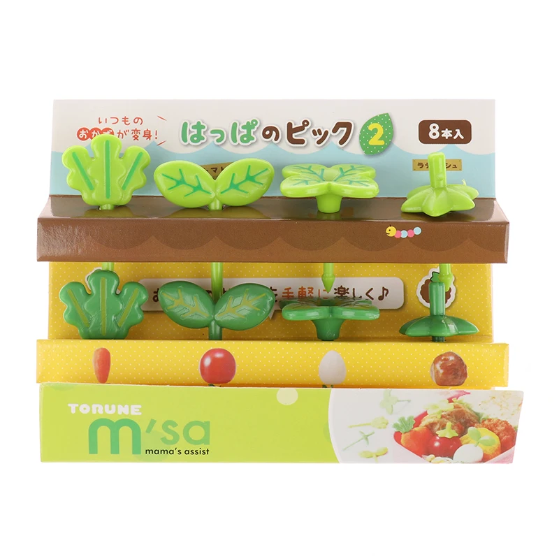 8pcs-Fruit-Fork-Toothpick-Leaves-Plastic-Decoration-Lunch-Box-Bento ...