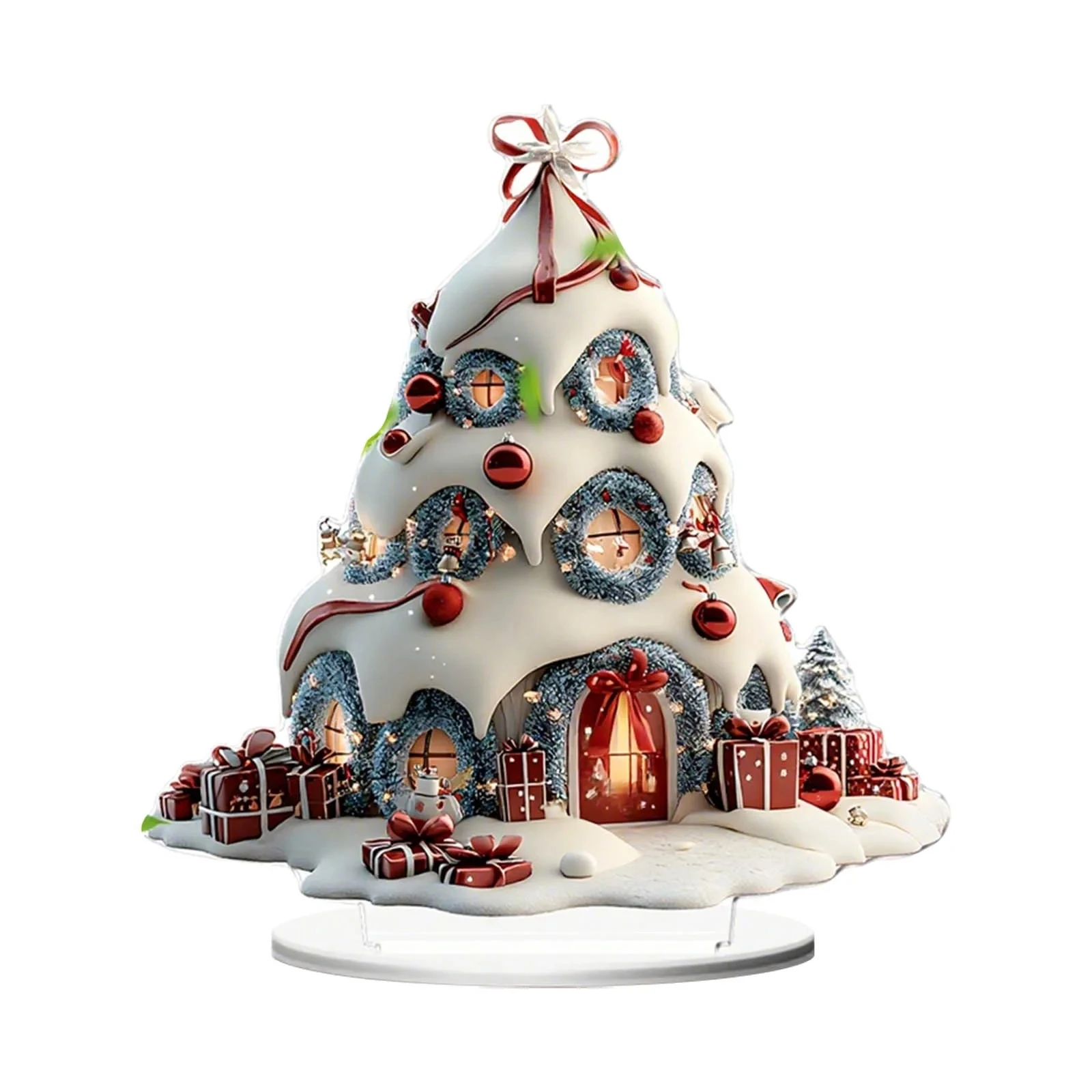 Christmas 2D Acrylic Tree Ornament Colorful Gift Design Festive Home ...
