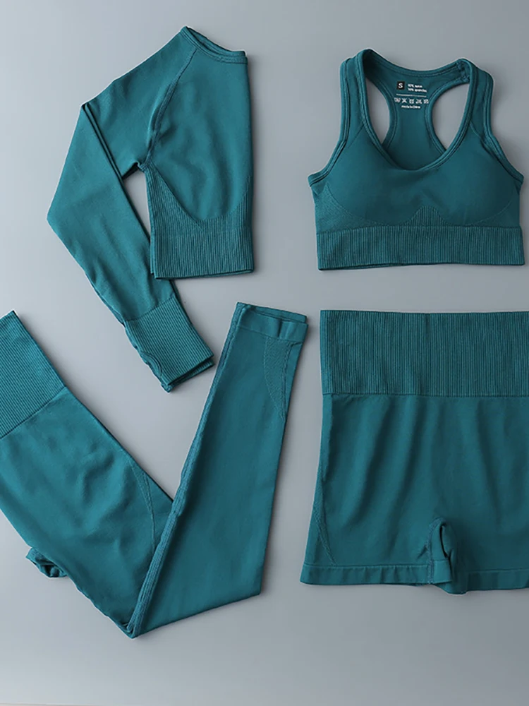 2/3/4pcs Seamless Women Yoga Set Workout Sportswear Fitness Bra Sport ...