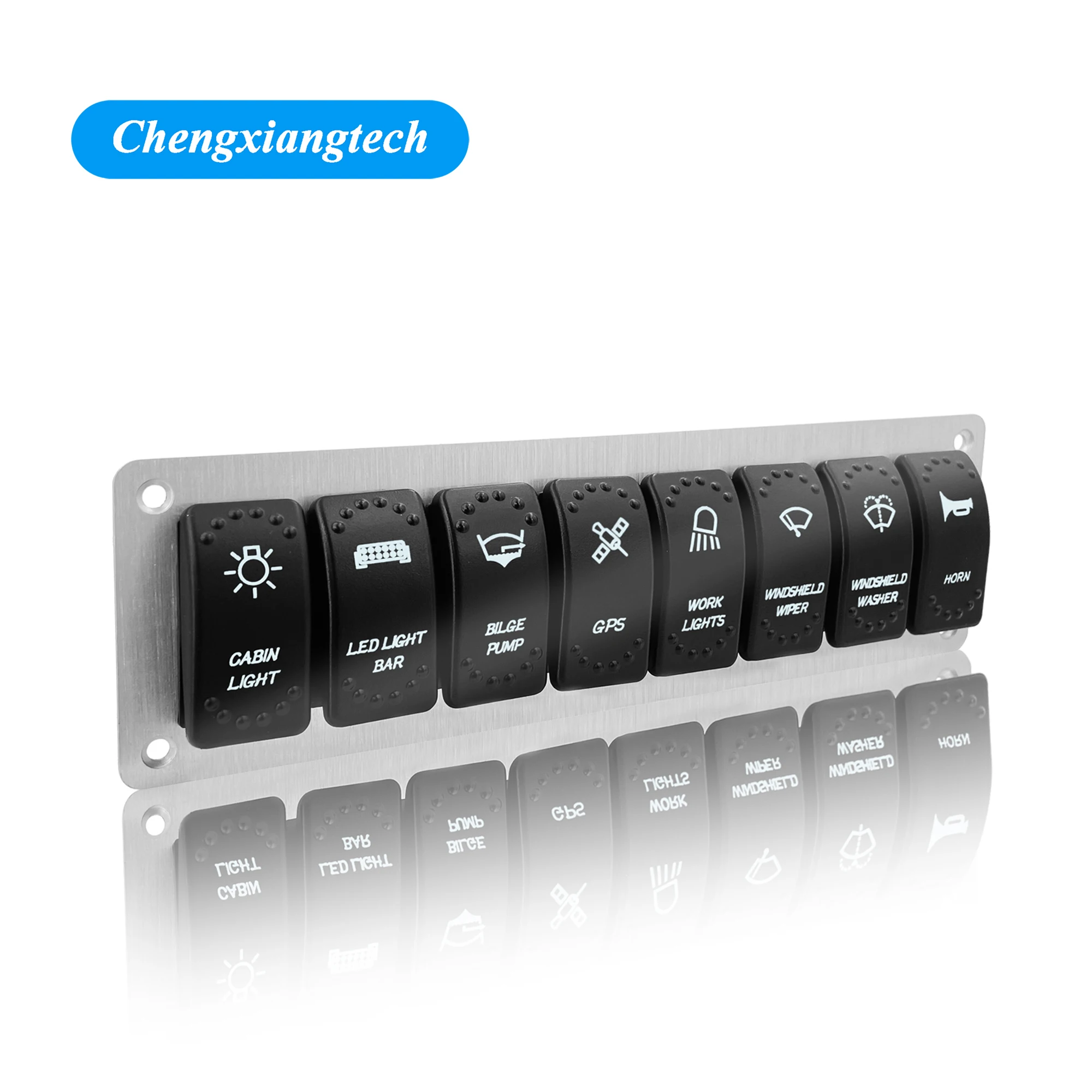Customize-8-Gang-White-Rocker-Switch-Panel-12V-Waterproof-for-Boat ...