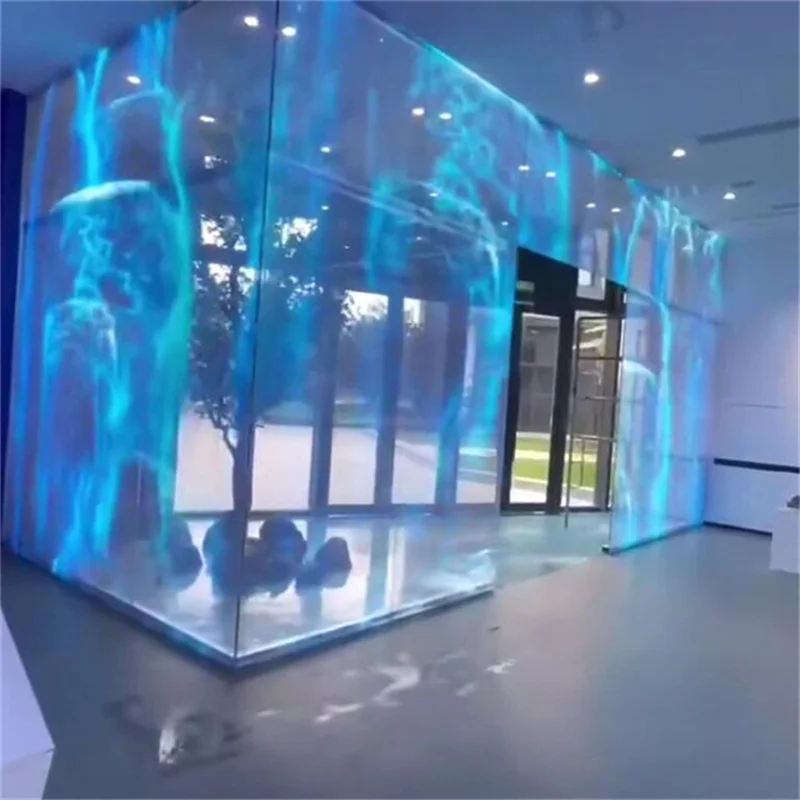 Transparent P3.9-7.8 Glass screen LED video thin film display screen ...