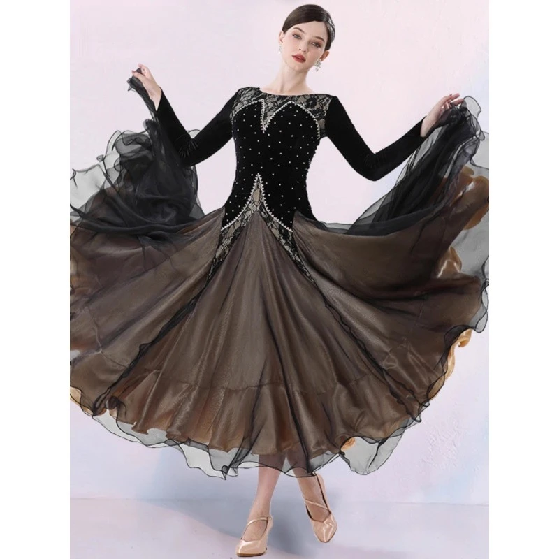 New-Velvet-Modern-Dance-Dress-National-Standard-Dance-Dress-Waltz ...