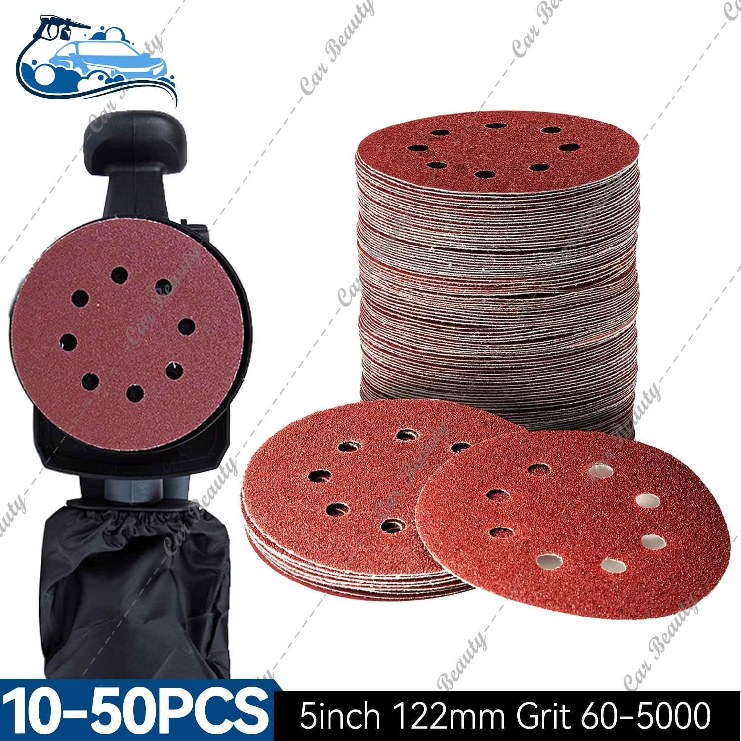 5 Inch Sandpaper 60-5000 Grit 8 Hole Round Sanding Paper for Discs Hook ...
